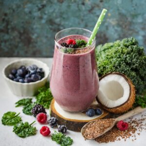 Berry Kale Flaxseed & Coconut Water Smoothie – healthyeatingguru.com